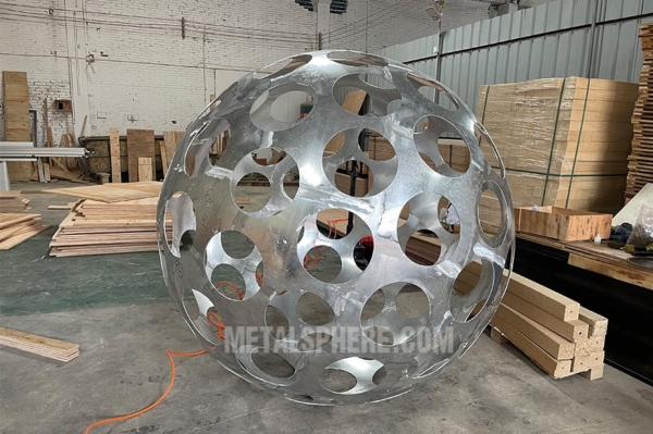 6ft large perforated aluminum sphere | SHINY BALLS LTD